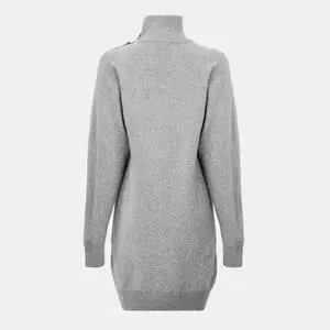 Balmain Knit Turtleneck Mini Dress With Button Detail