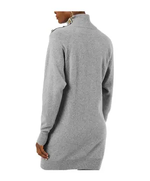 Balmain Knit Turtleneck Mini Dress With Button Detail