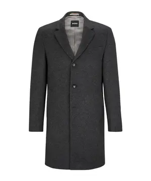 Hugo Boss Lapel Single-breasted Mid-length Coat - Black