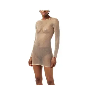 Balenciaga Long Sleeve Crew Neck Sheer Dress