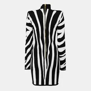 Balmain Zebra Print Mini Dress With Zip Up