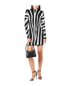 Balmain Zebra Print Mini Dress With Zip Up