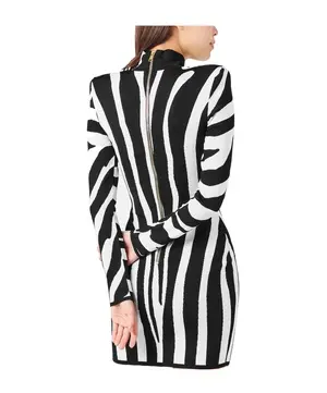 Balmain Zebra Print Mini Dress With Zip Up