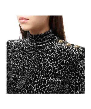 Balmain Leopard Print High Neck Mini Dress