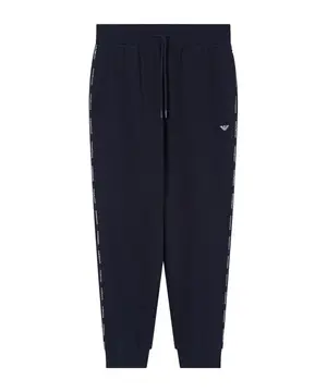 Emporio Armani Logo Tape Straight-leg Trousers - Black