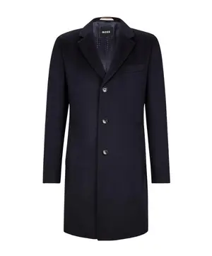 Hugo Boss Lapel Single-breasted Mid-length Coat - Black