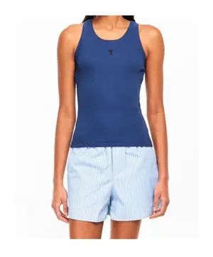 AMI Paris Logo Embroidered Ribbed Vest