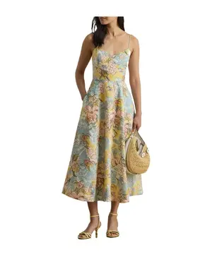 Ralph Lauren Floral Print Tea Length Dress
