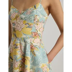 Ralph Lauren Floral Print Tea Length Dress