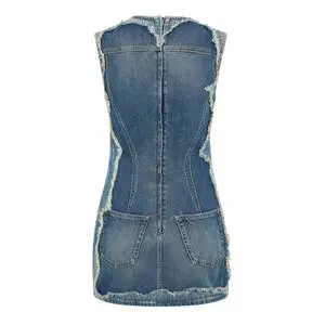 Acne Studios Denim Mini Dress With Ruffled Trim