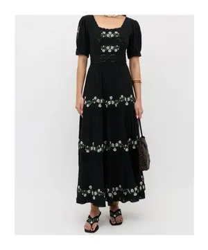 Rixo Philippa Embroidered Midi Dress
