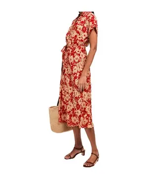 Ralph Lauren Floral Wrap Midi Dress - Red