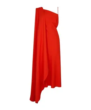 Balenciaga One-shoulder Draped Midi Dress - Red