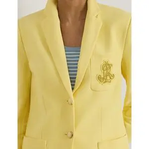 Ralph Lauren Classic Slim-fit Cotton Blazer With Embroidered Emblem - Yellow