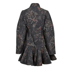 GANNI Printed Mini Dress With Lace Hem
