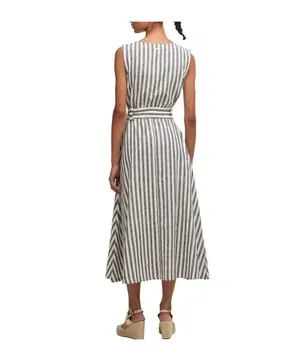 Barbour Striped Midi Dress With Belt