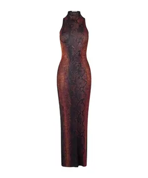 JEAN PAUL GAULTIER High Neck Sleeveless Maxi Dress - Red