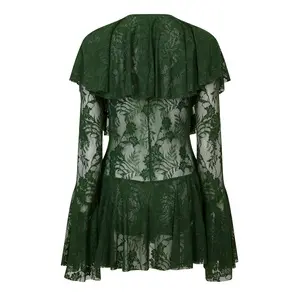 Norma Kamali V-neck Lace Mini Dress - Green