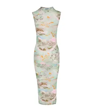 Off-White Sleeveless Printed Midi Dress
