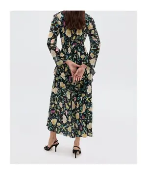 Rixo Cedar Printed Long Sleeve V-neck Dress