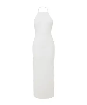 Jacquemus Halter Neck Backless Maxi Dress With Lace Details - White