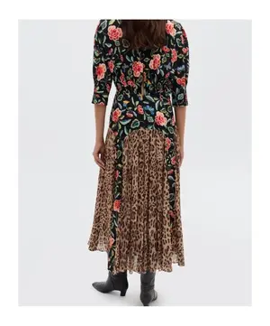 Rixo Meg Boho Dress Floral And Leopard Print Maxi