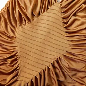 Versace Pleated V-neck Dress - Brown