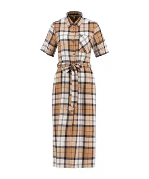 Barbour Tartan Inspired Midi Shirt Dress - Nude