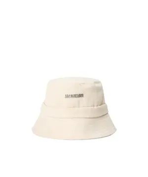 Jacquemus Le Bob Gadjo Brand-plaque Cotton Bucket Hat - White