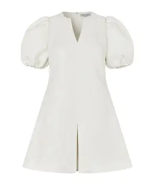 Stine Goya Pleated Mini Dress With Puff Sleeves - White