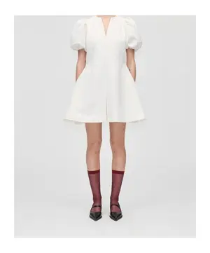 Stine Goya Pleated Mini Dress With Puff Sleeves