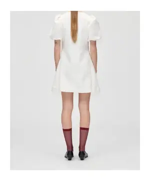 Stine Goya Pleated Mini Dress With Puff Sleeves