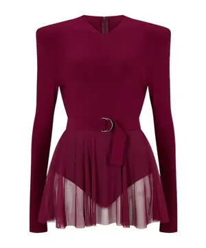 Norma Kamali Long-sleeved V-neck Mini Dress