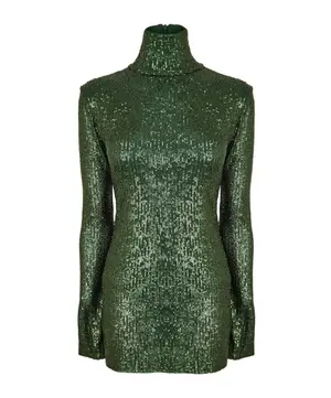 Norma Kamali Sequined Long-sleeved Mini Dress