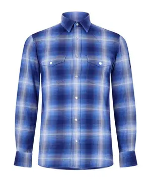 TOM FORD Western Long Sleeve Patterned Shirt - Blue