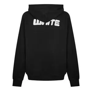 Off-White Off" Logo Drawstring Hoodie - Black