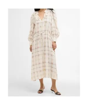 Barbour Asker Midi Dress With Plaid Pattern And Tie Details