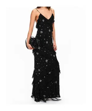 LoveShackFancy Spaghetti Strap Embellished Maxi Dress