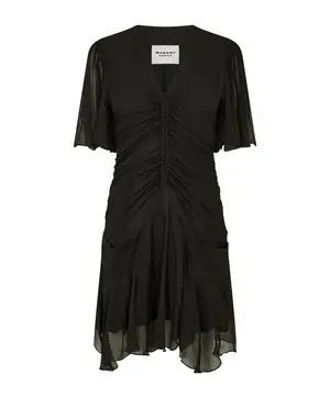 Isabel Marant Étoile Ruched Mini Dress With Sheer Sleeves