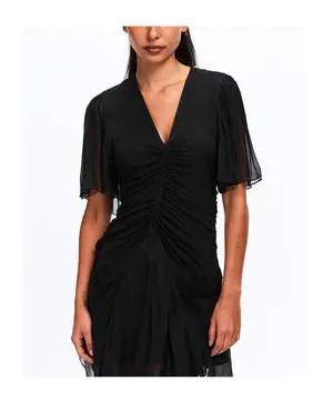 Isabel Marant Étoile Ruched Mini Dress With Sheer Sleeves