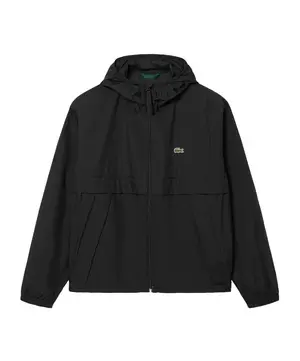 Lacoste Zip-up Hooded Windbreaker - Black