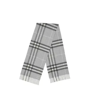 Burberry Plaid Cashmere Scarf Gray