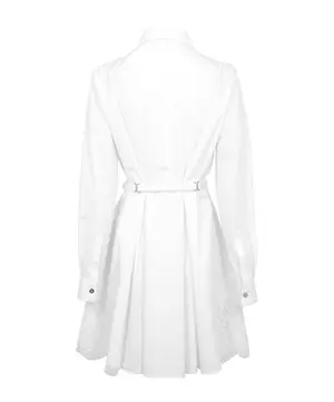 Versace Poplin Shirt Dress With Lace Trim - White