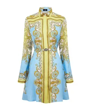 Versace Baroque Print Long-sleeve Shirt Dress
