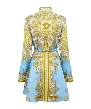Versace Baroque Print Long-sleeve Shirt Dress