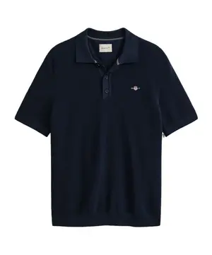 Gant Logo Short Sleeve Polo Shirt - Black