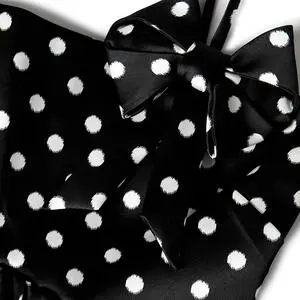 GANNI Satin Polka Dot Mini Dress With Bow Detail