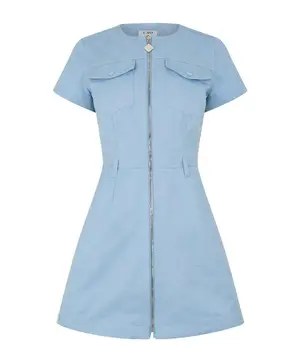 Casablanca Zipper Short Sleeve Dress
