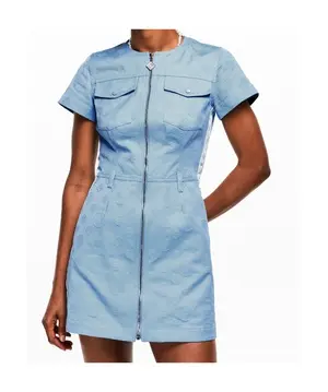 Casablanca Zipper Short Sleeve Dress