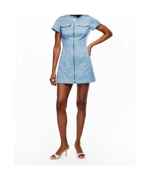 Casablanca Zipper Short Sleeve Dress